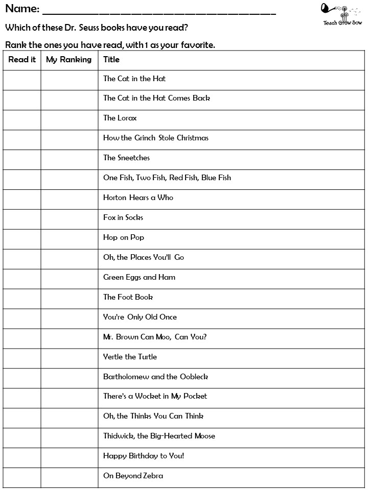 Dr. Seuss Day – Teach Grow Sow